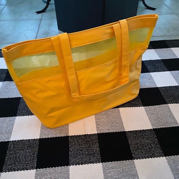 Bags | Sale Yellow Mesh And Nylon Tote Bag Nwot | Poshmark